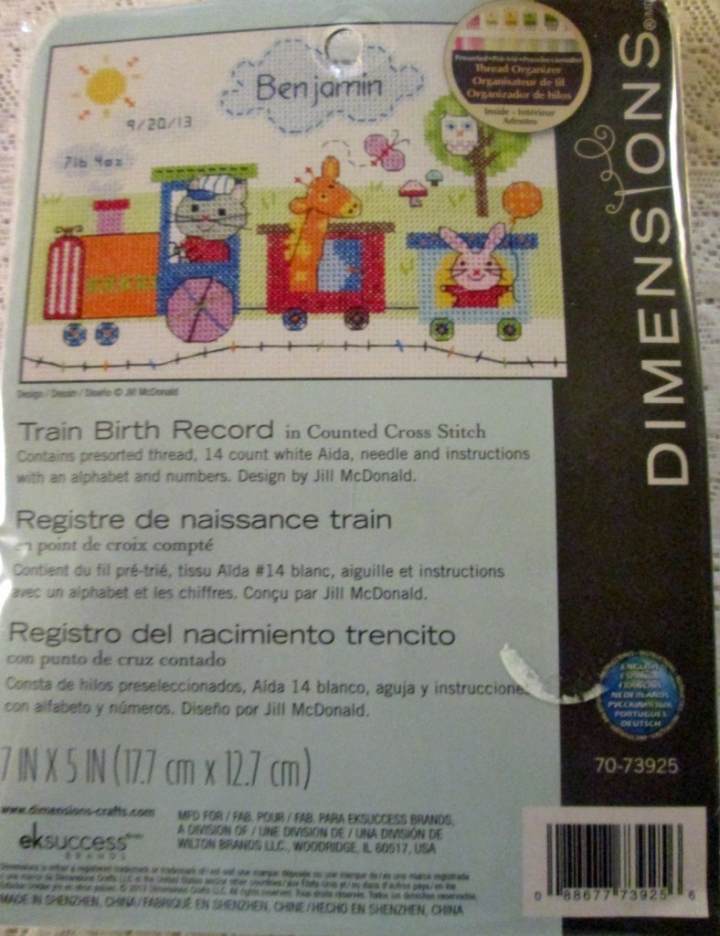 Dimensions Train Birth Record 70-73925 Counted Cross Stitch Kit